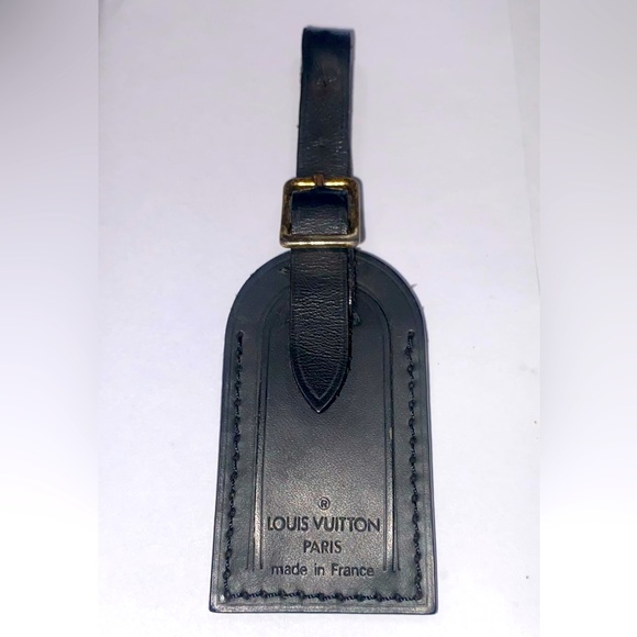 Louis Vuitton | Bags | Authentic Louis Vuitton Black Leather Name Tag ...